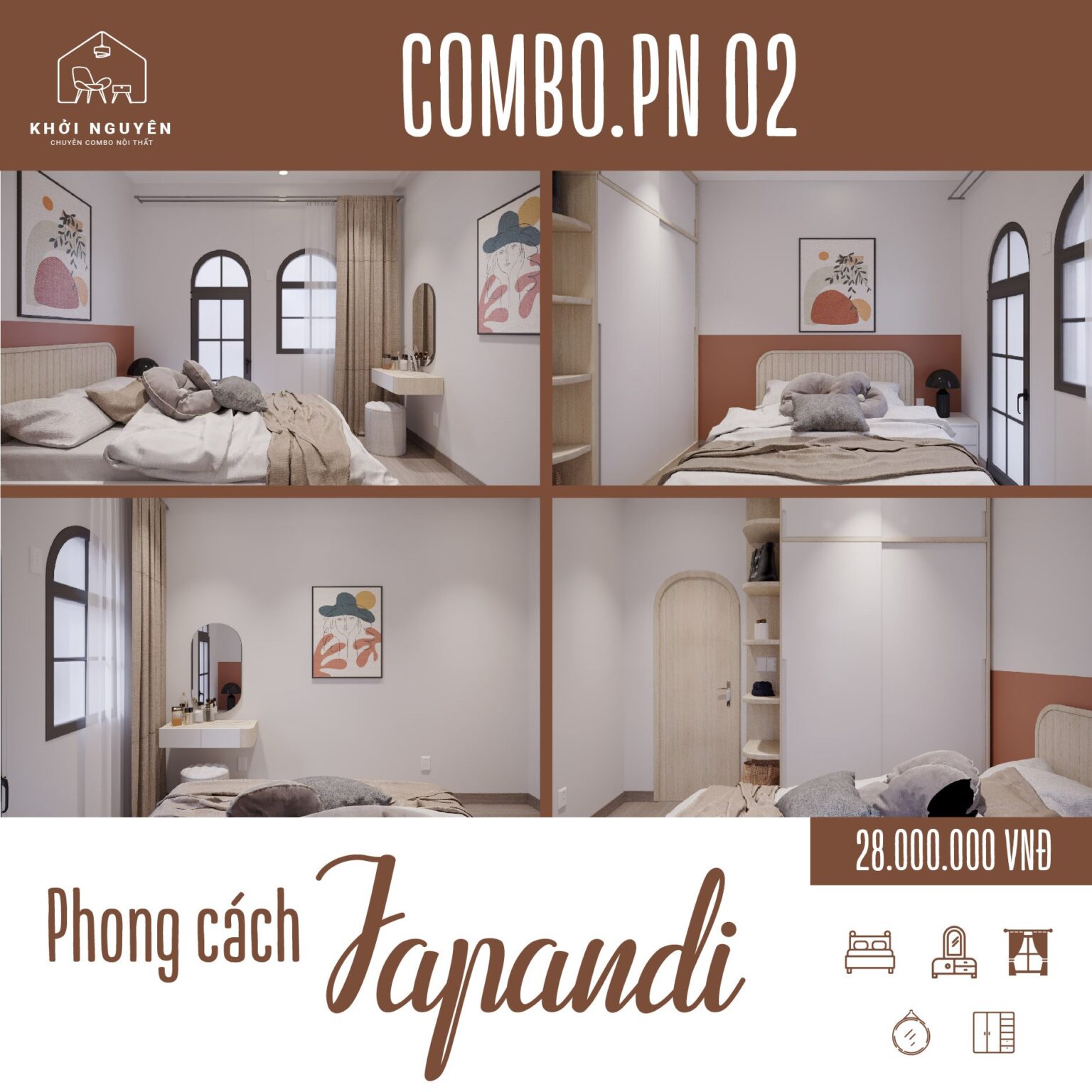 Combo Phòng Ngủ Phong Cách Japandi | CBPN - 02 | Qi Concept