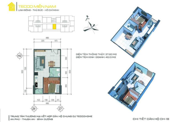 Khám Phá Mẫu Thiết Kế Chung Cư Tecco Home 1PN Đẳng Cấp